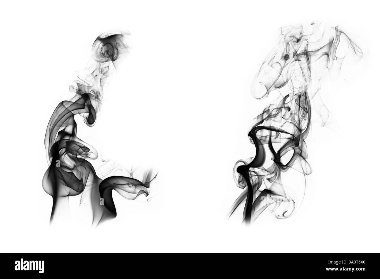 In the photo, various forms of smoke are shown rising upwards and ...