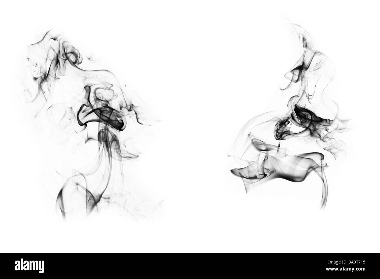 In the photo, various forms of smoke are shown rising upwards and ...