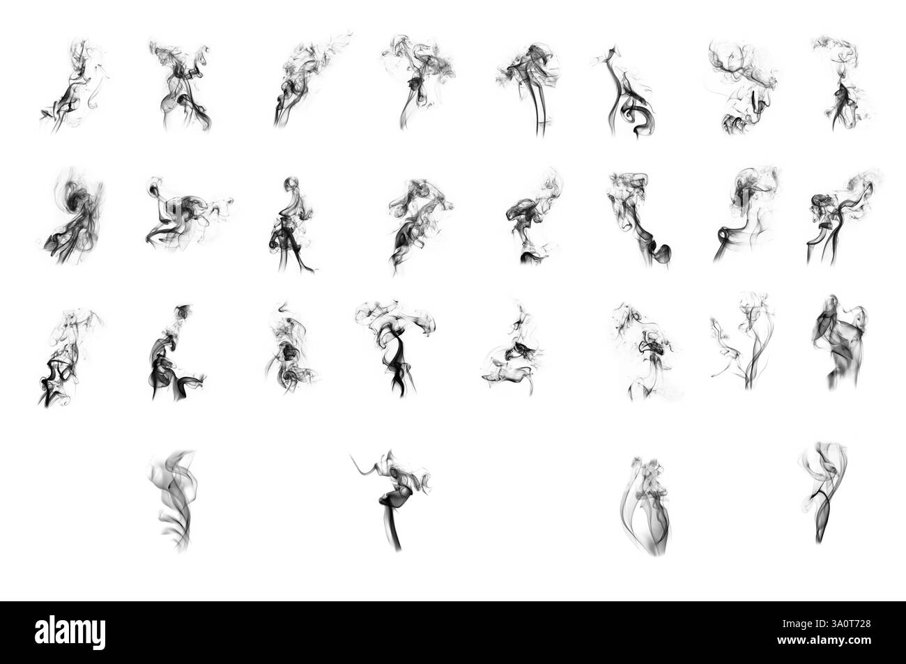 In the photo, various forms of smoke are shown rising upwards and ...