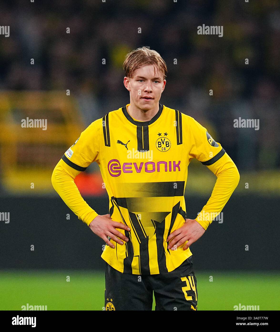 Signal Luna Park, Dortmund, Germany. 04th Mar, 2025. Daniel Svensson of Borussia Dortmund looks ...