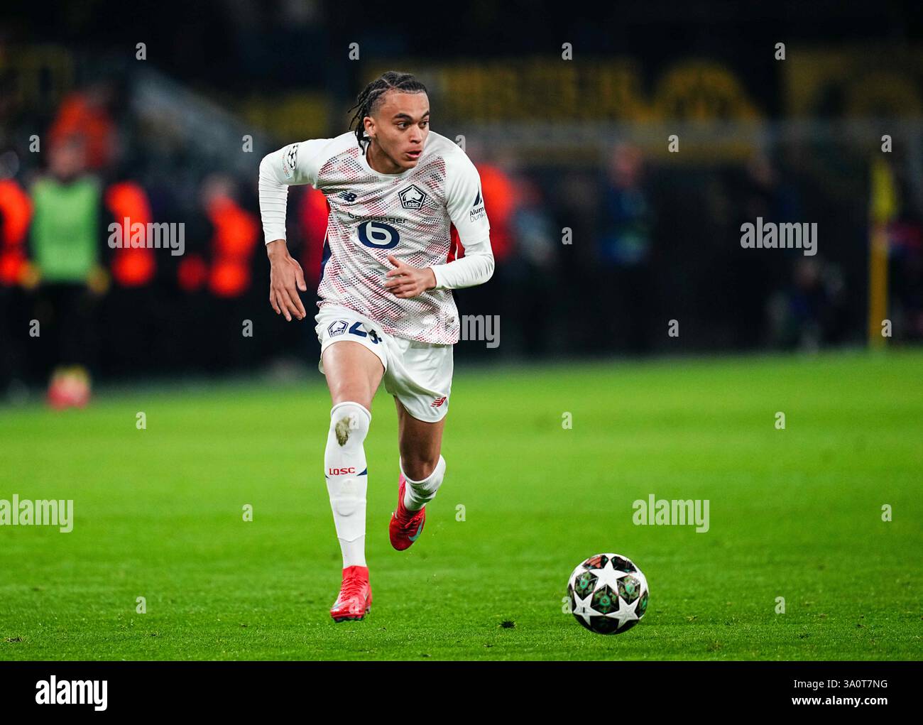 March 04 2025: Ethan MbappÃ© of LOSC Lille controls the ball during a ...