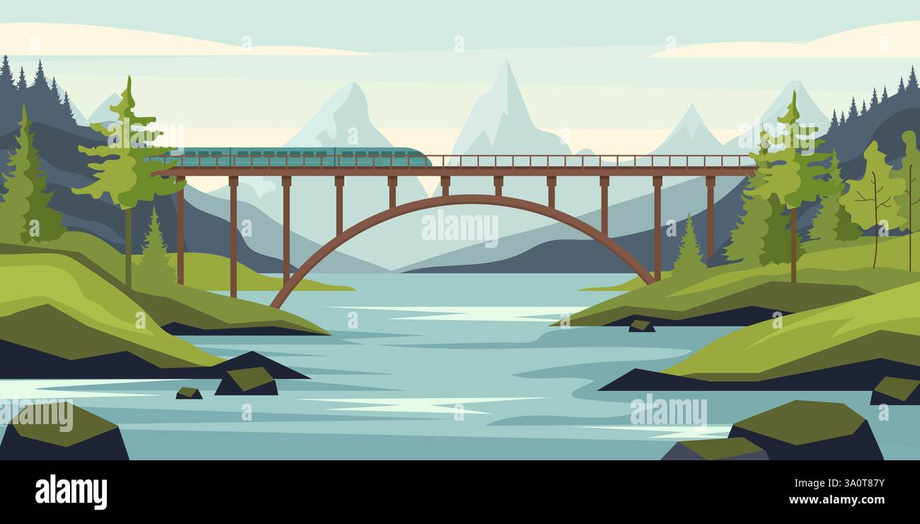 Bridges landscape. Urban background with bridge landscape recent vector ...