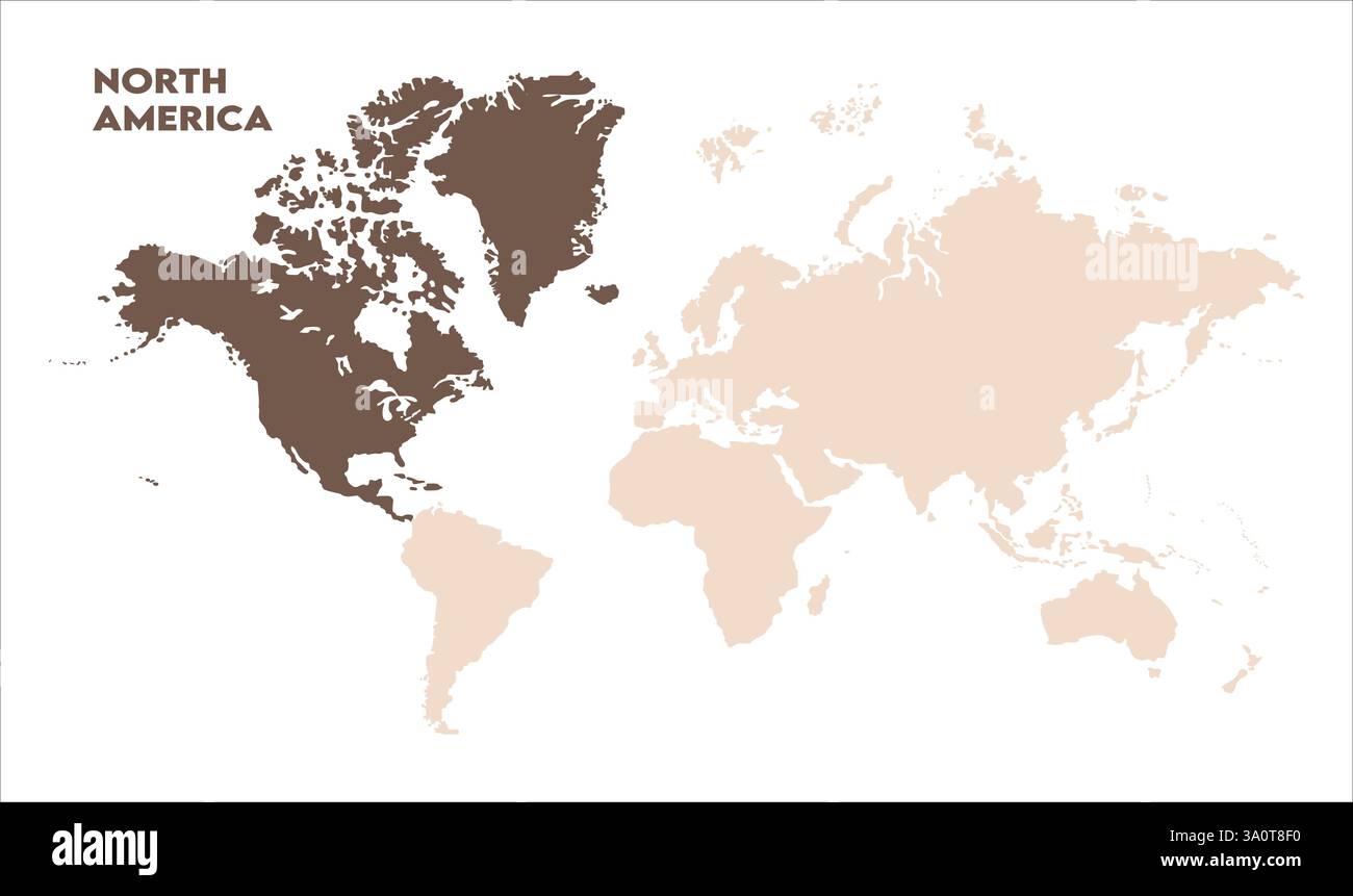 Map of North America, highlighted on the world map, North America on ...
