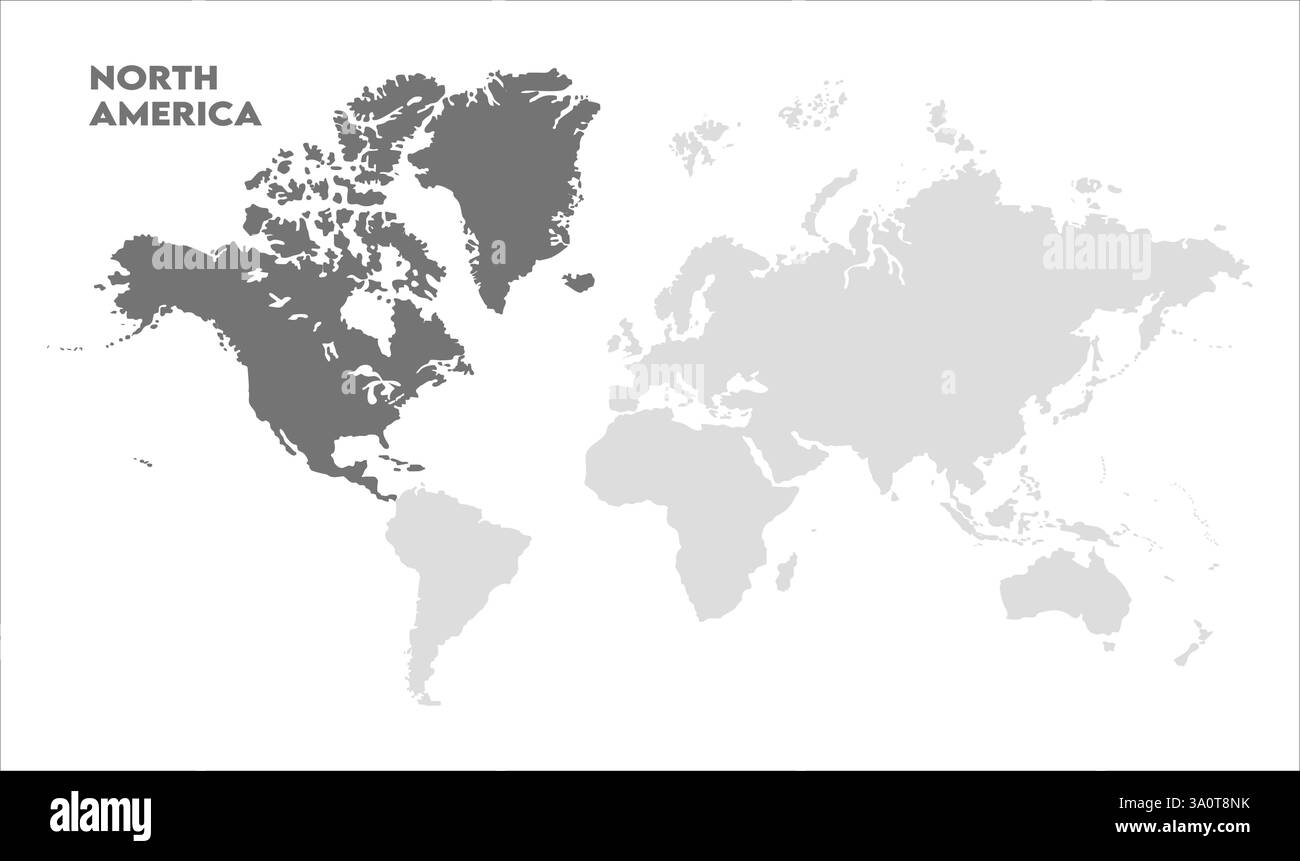 Map of North America, highlighted on the world map, North America on ...