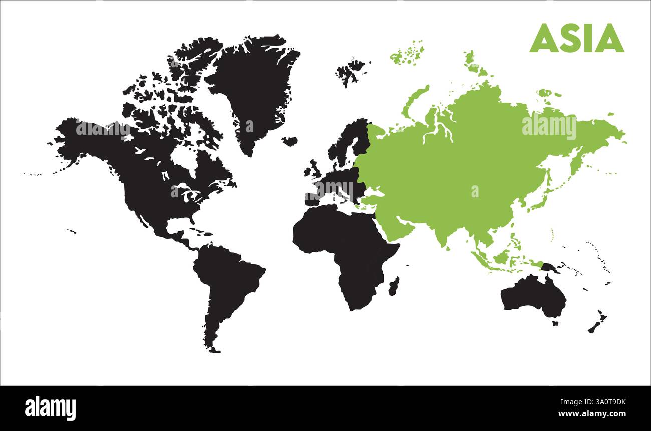 Map of Asia, highlighted on the world map, Asia on the world map ...