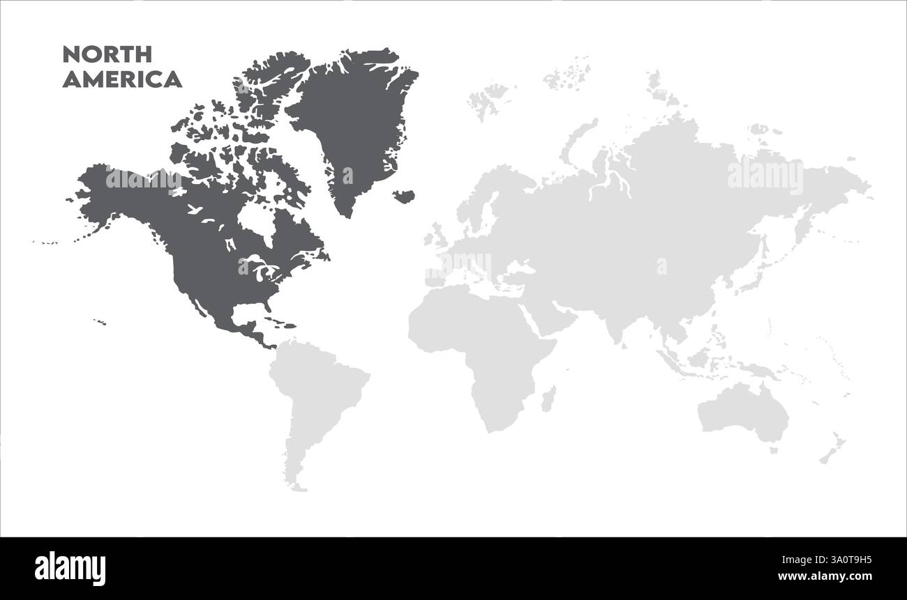 Map of North America, highlighted on the world map, North America on ...