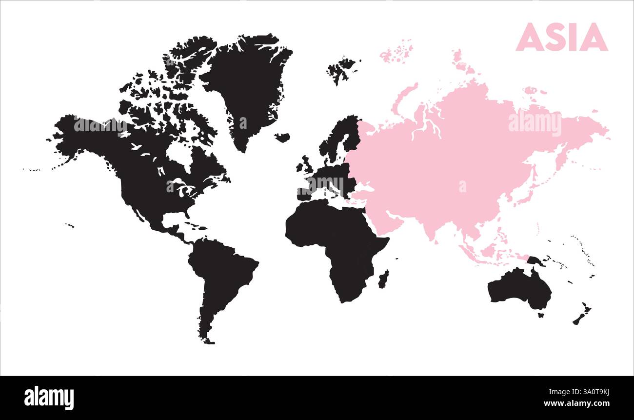 Map of Asia, highlighted on the world map, Asia on the world map ...
