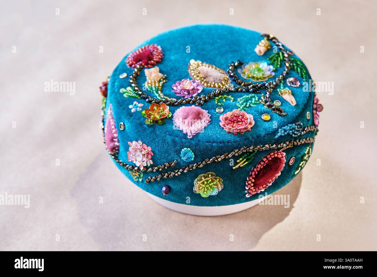 Traditional Tatar womans scullcap handcrafted with intricate bead and ...