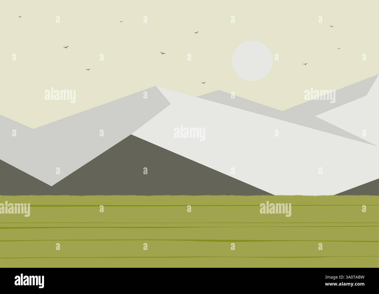 Mountains landscape scene with spring meadow. Rural fields with green ...