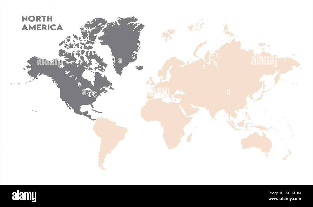 Map of North America, highlighted on the world map, North America on ...