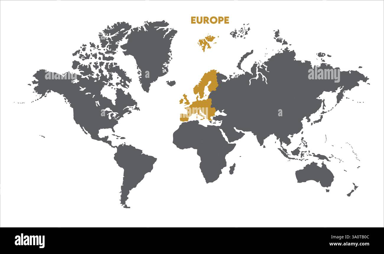 Map of Europe, highlighted on the world map, Europe on the world map ...