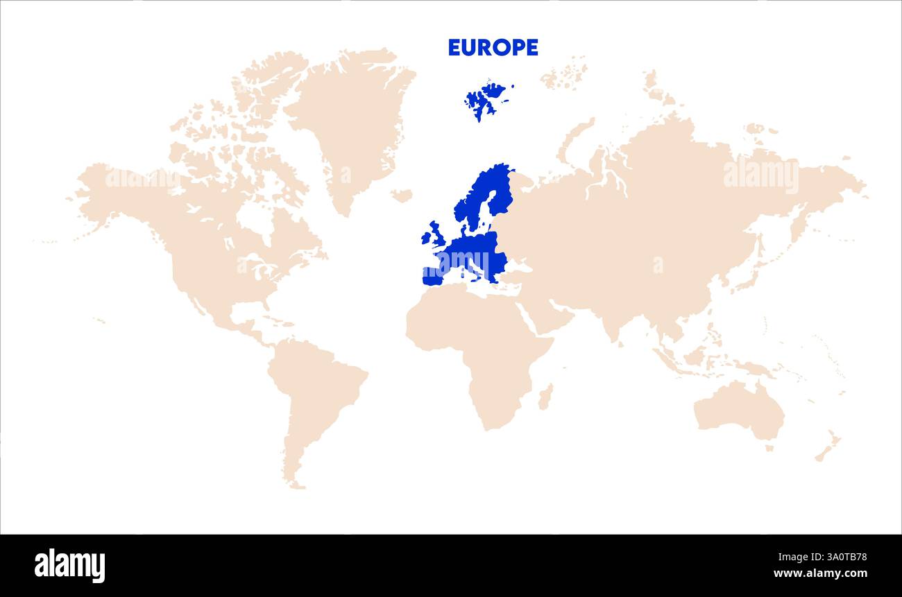 Map of Europe, highlighted on the world map, Europe on the world map ...
