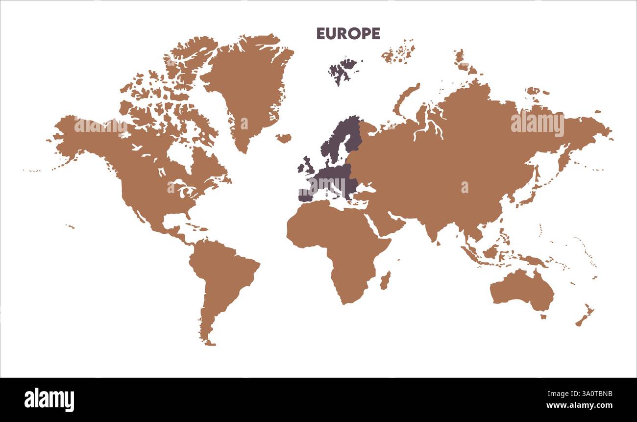 Map of Europe, highlighted on the world map, Europe on the world map ...