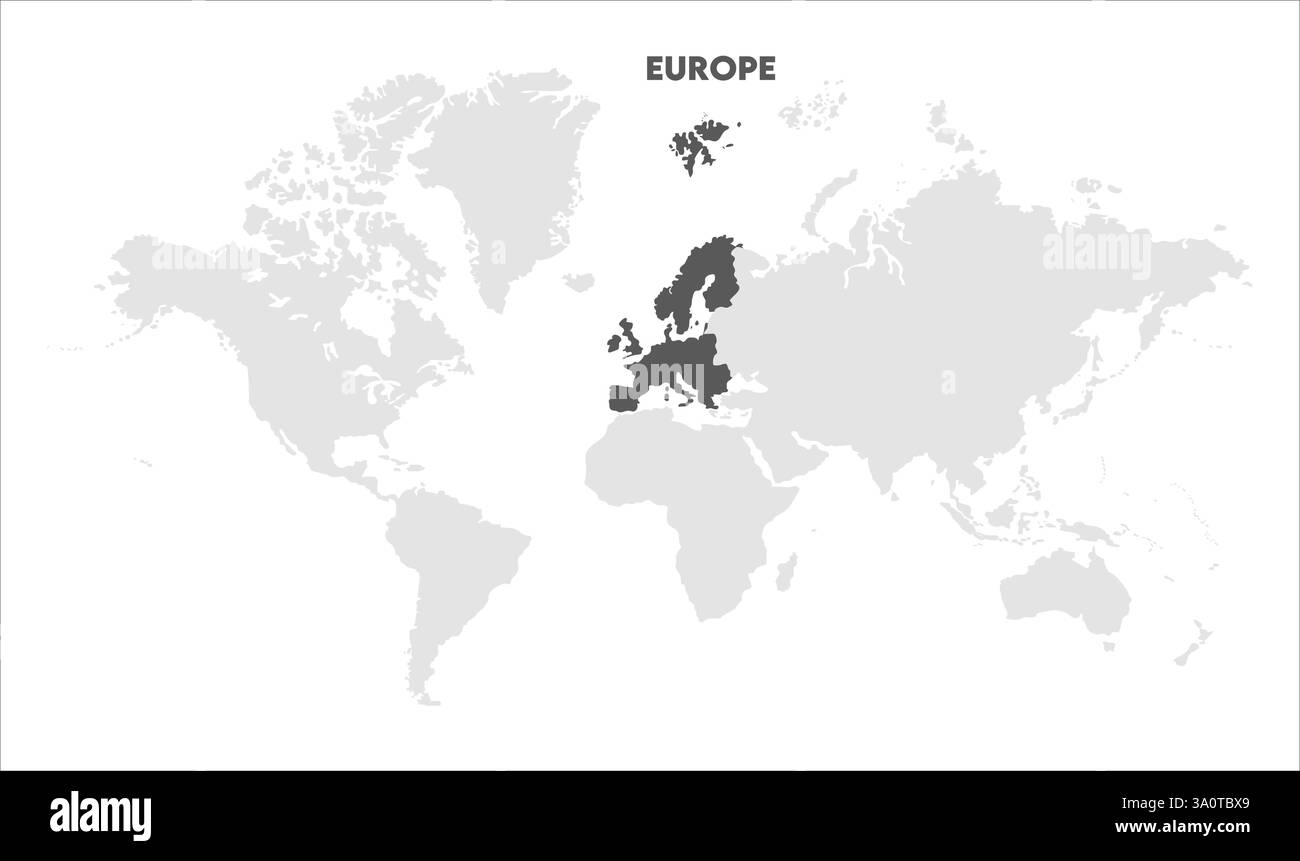 Map of Europe, highlighted on the world map, Europe on the world map ...
