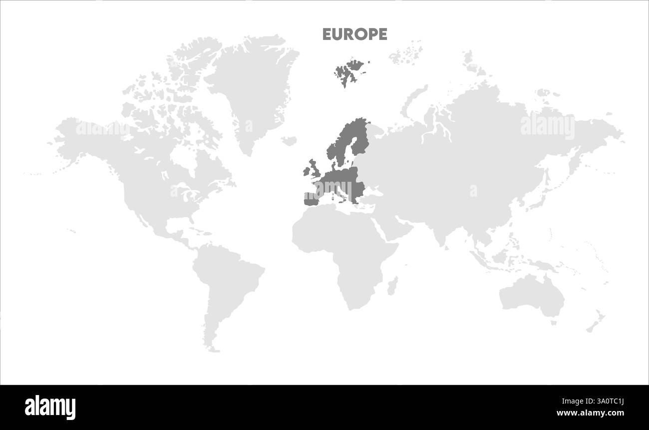 Map of Europe, highlighted on the world map, Europe on the world map ...