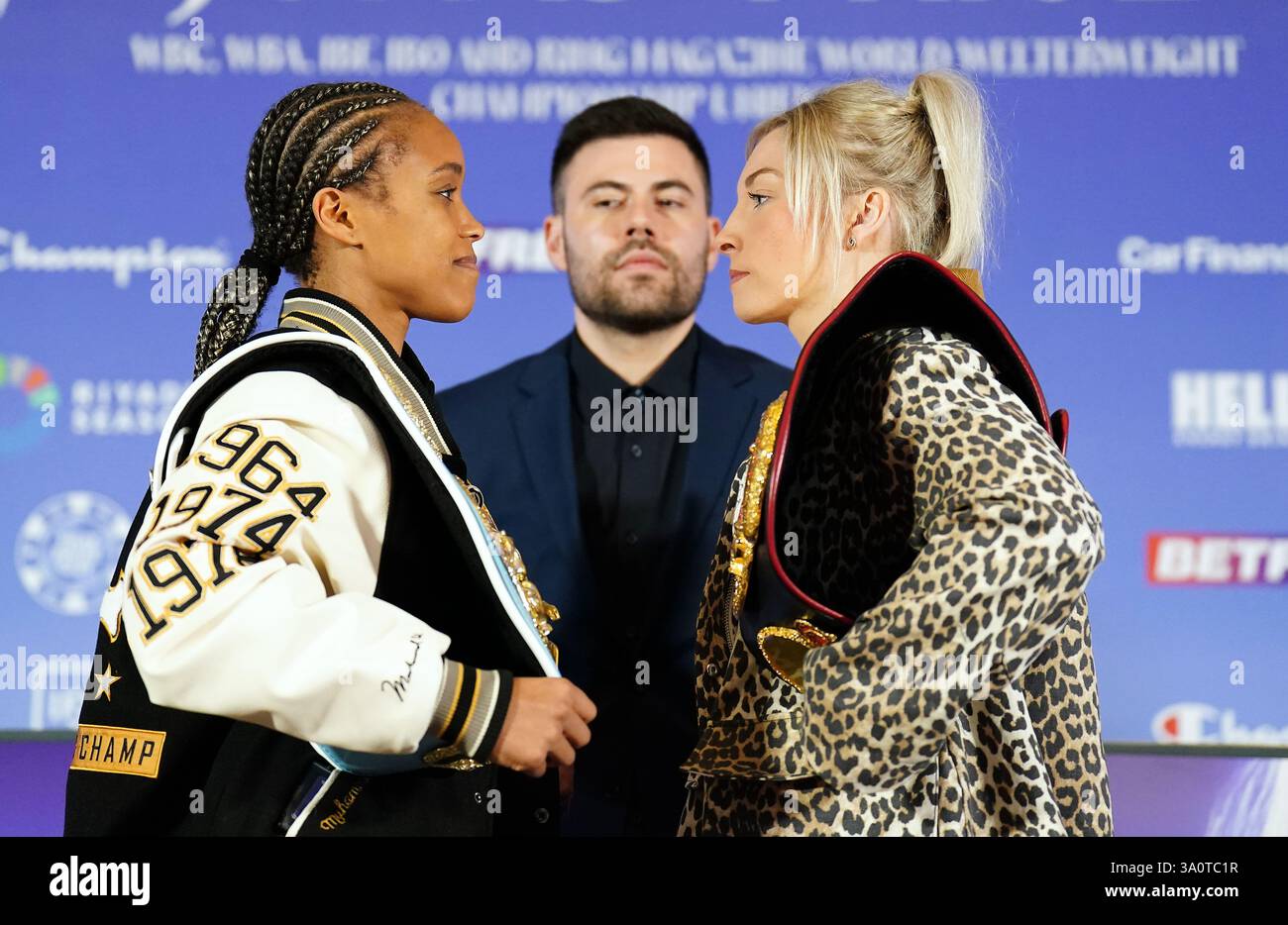Lauren Price and Natasha Jonas (left) during a press conference at The ...