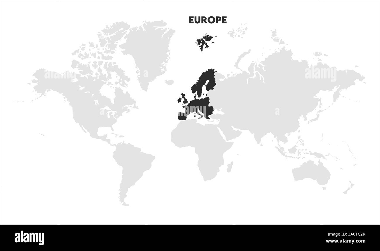 Map of Europe, highlighted on the world map, Europe on the world map ...