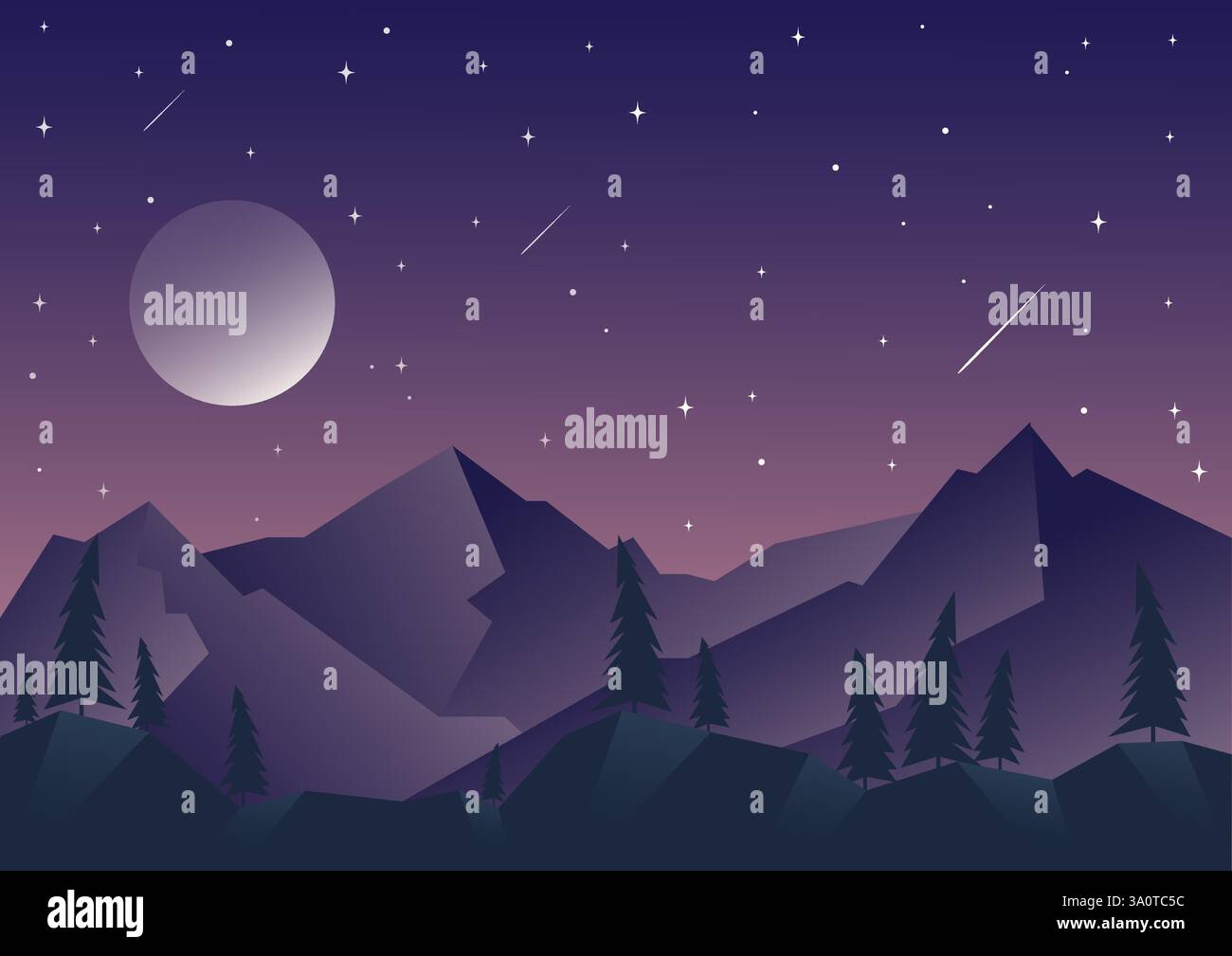 Minimalist aesthetic forest mountains landscape. Aesthetic pine tree ...