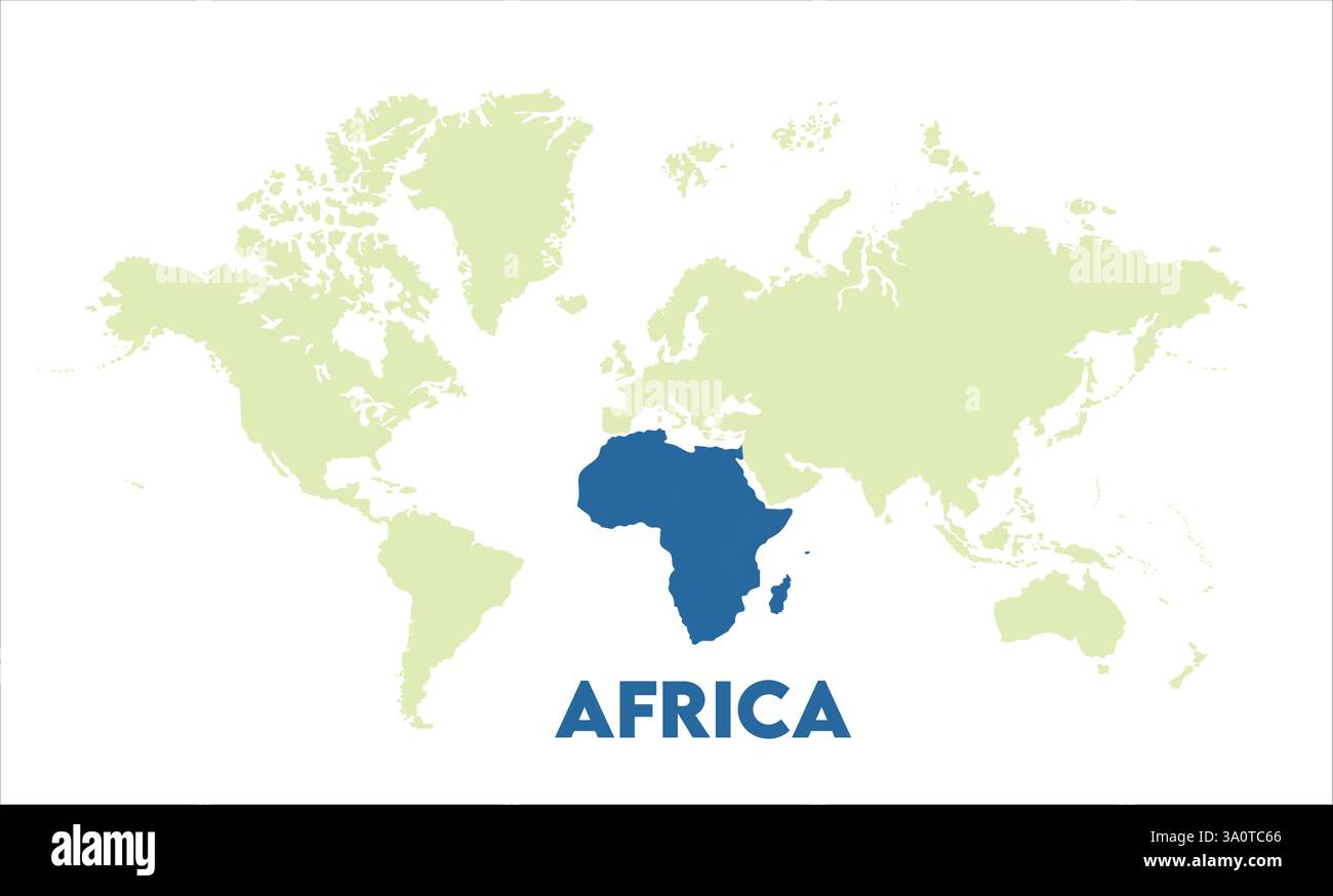 Map of Africa, highlighted on the world map, Africa on the world map ...