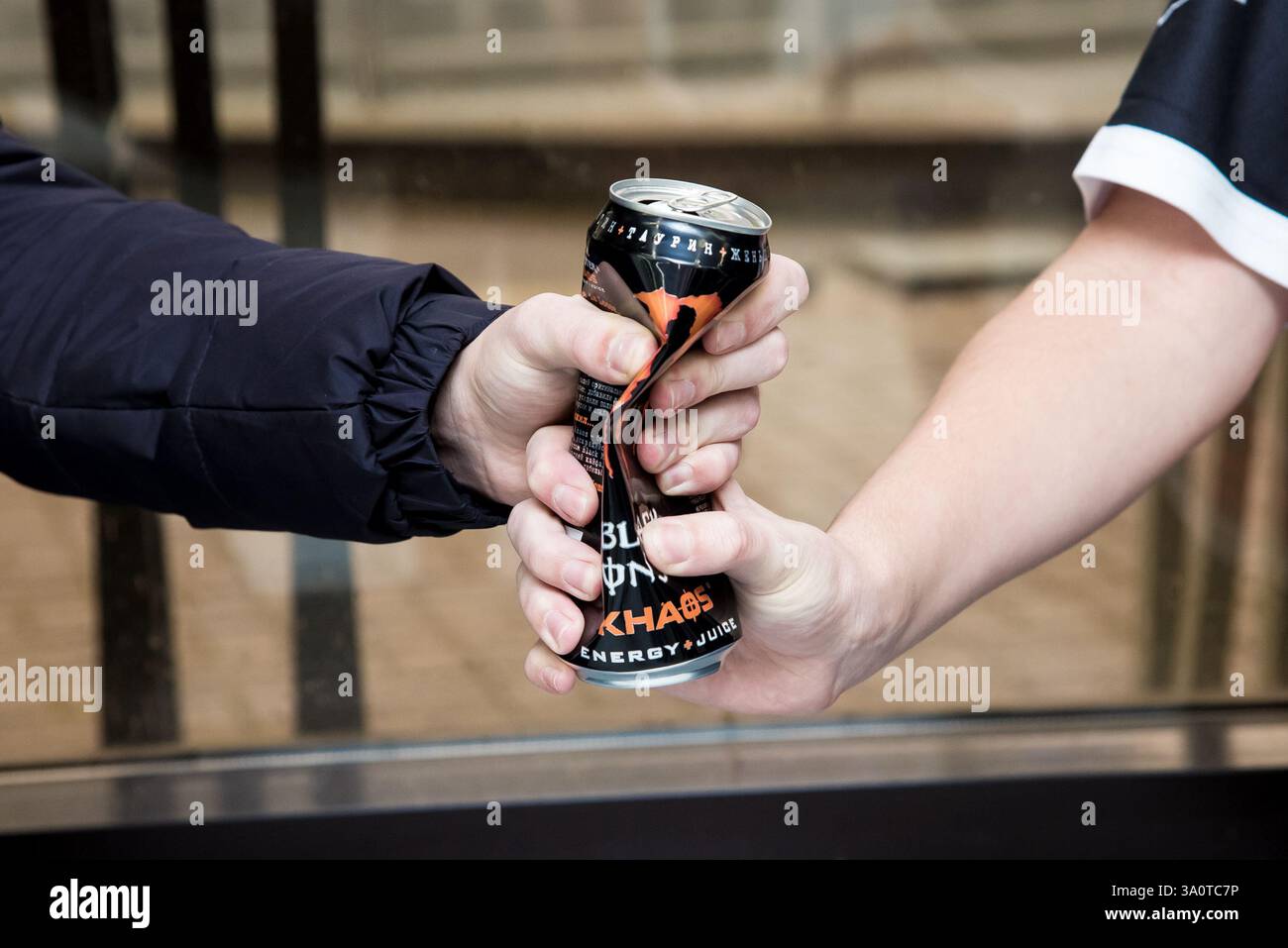 Saint Petersburg, Russia, 29 October 2017, Energy drink Monster in the ...