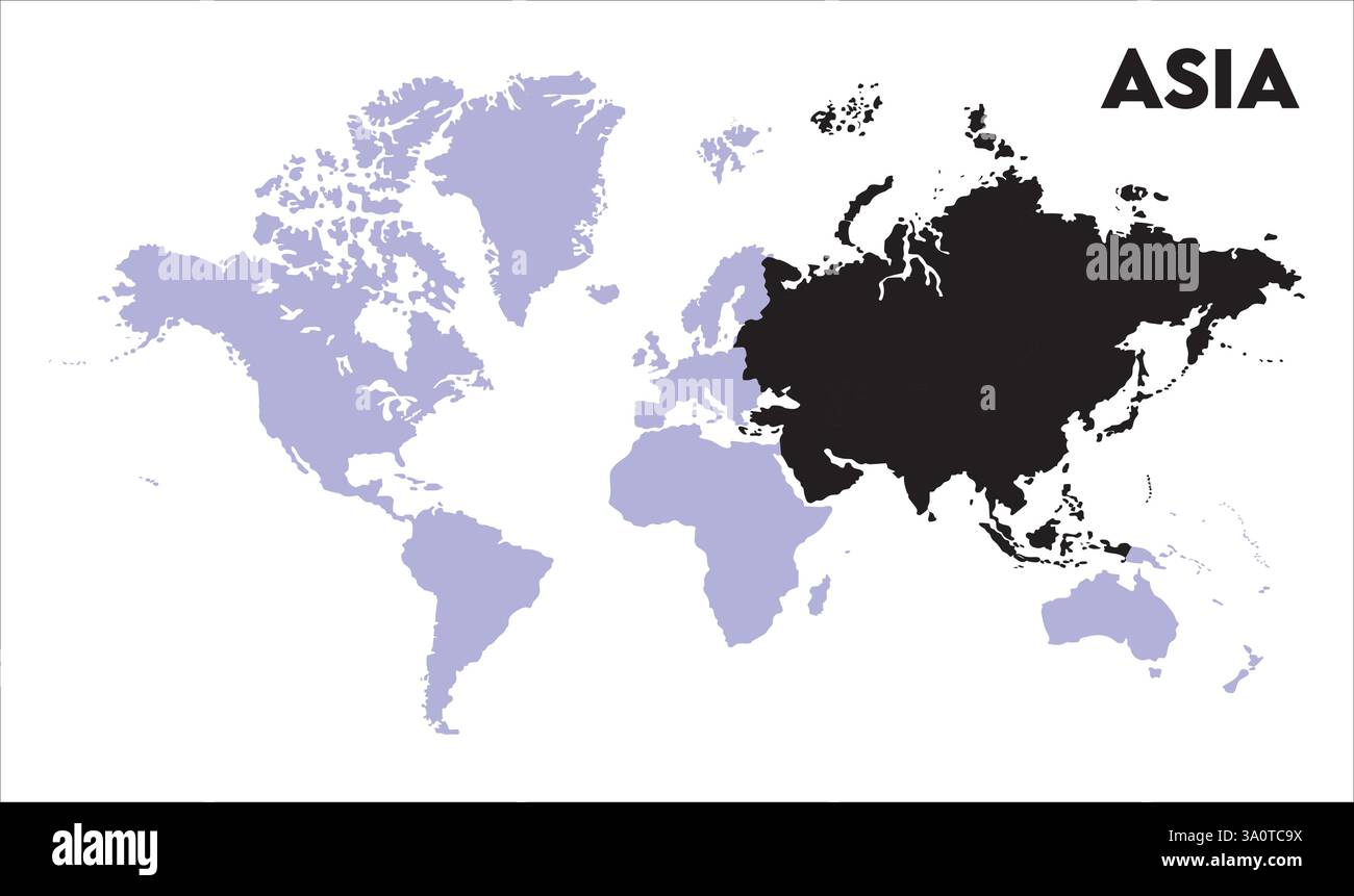 Map of Asia, highlighted on the world map, Asia on the world map ...