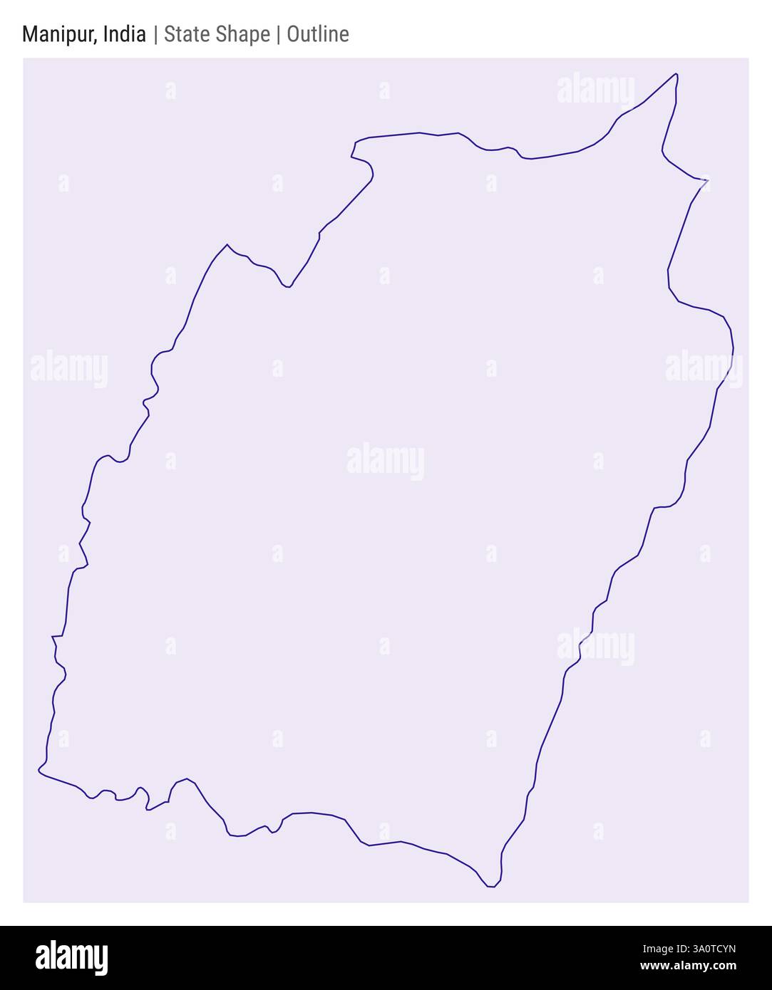 Manipur, India. Simple vector map. State shape. Outline style. Border ...