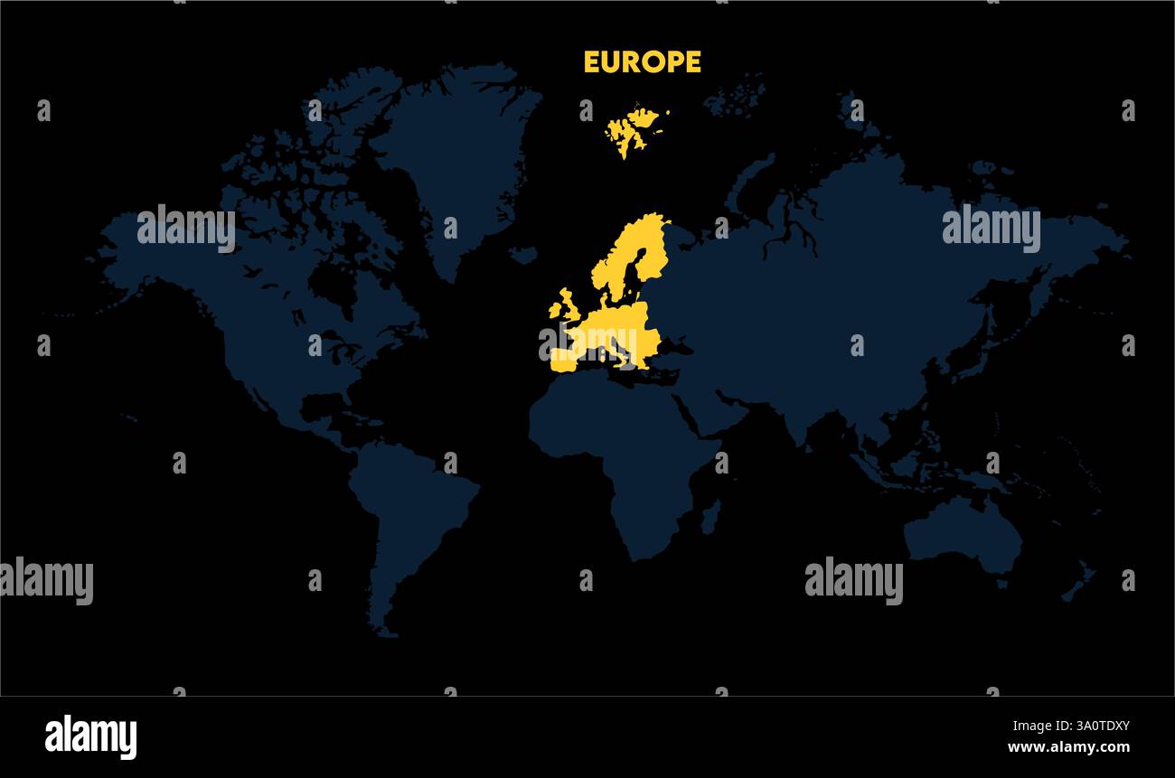 Map of Europe, highlighted on the world map, Europe on the world map ...