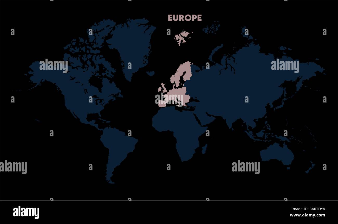 Map of Europe, highlighted on the world map, Europe on the world map ...