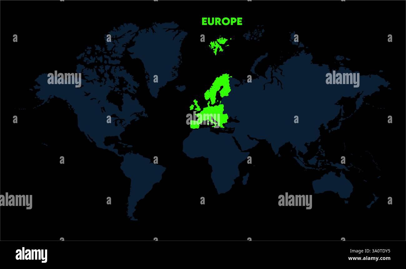 Map of Europe, highlighted on the world map, Europe on the world map ...