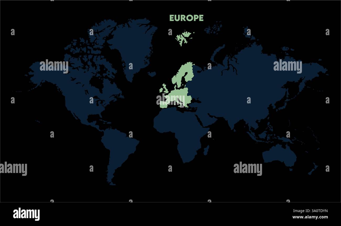 Map of Europe, highlighted on the world map, Europe on the world map ...