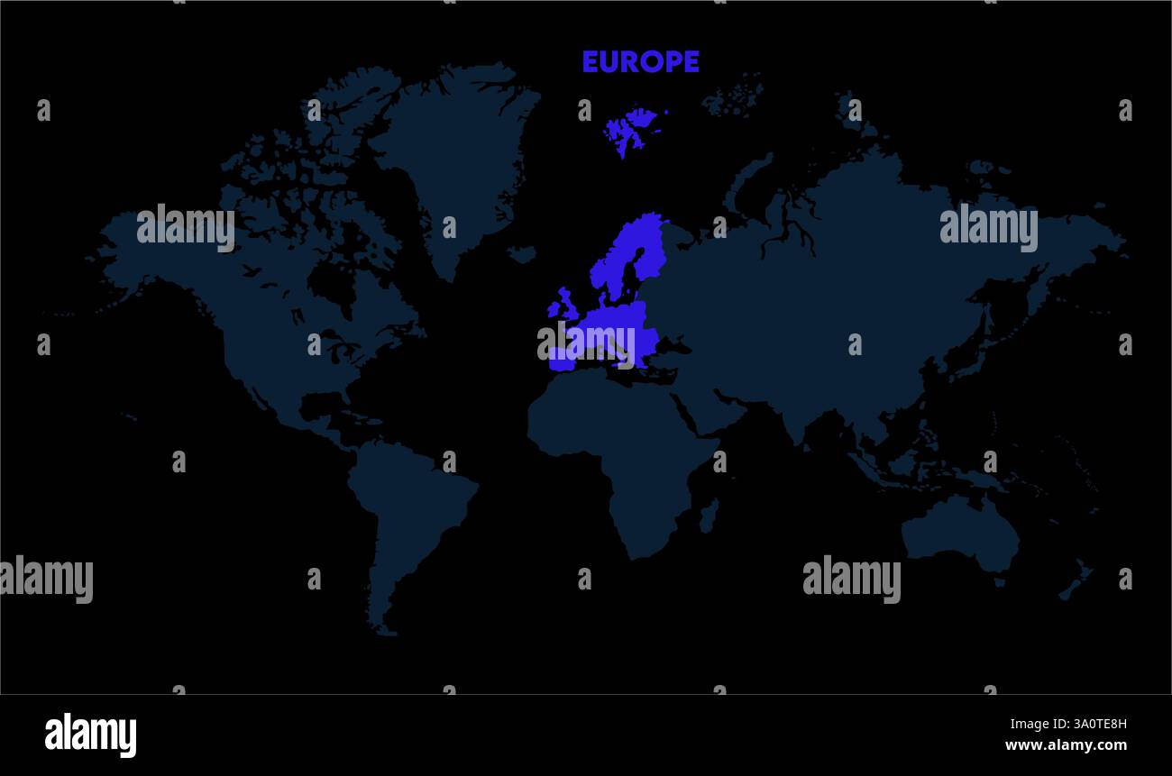 Map of Europe, highlighted on the world map, Europe on the world map ...