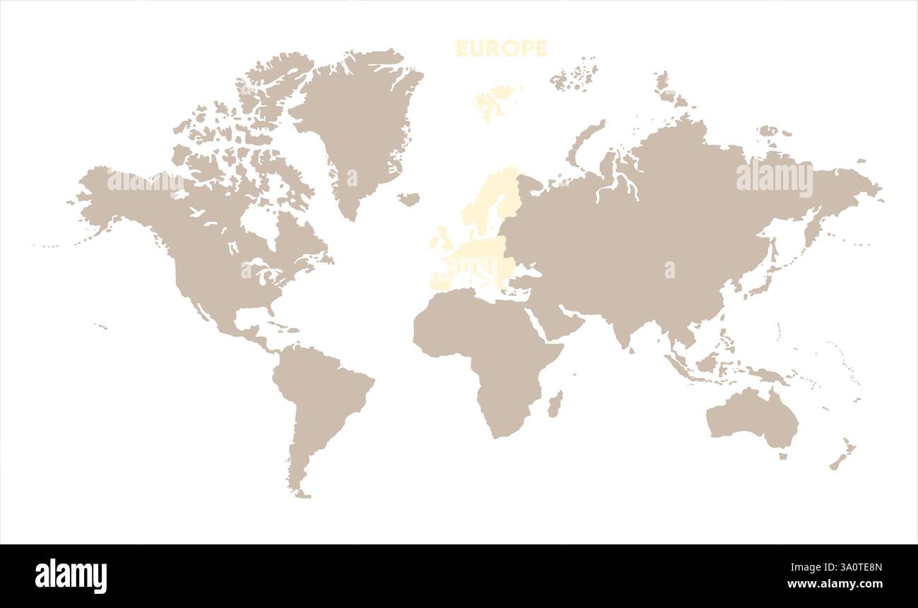 Map of Europe, highlighted on the world map, Europe on the world map ...