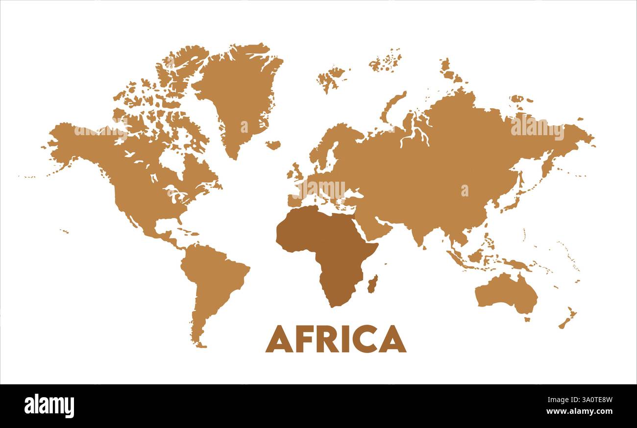 Map of Africa, highlighted on the world map, Africa on the world map ...