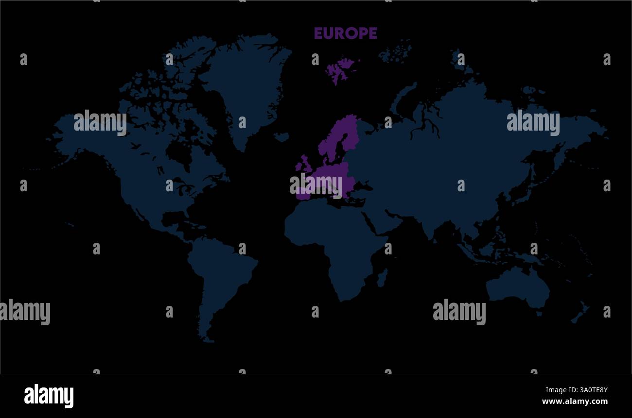Map of Europe, highlighted on the world map, Europe on the world map ...
