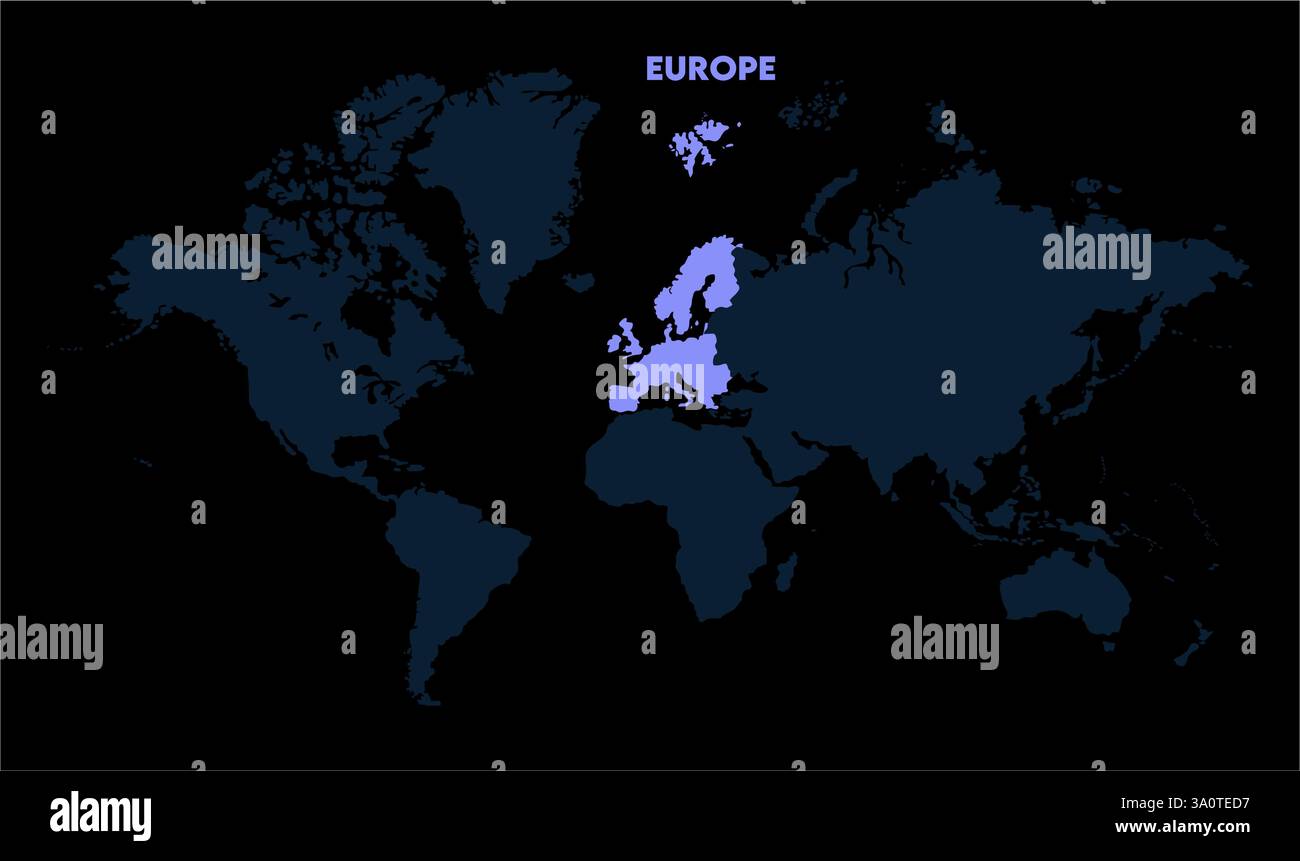 Map of Europe, highlighted on the world map, Europe on the world map, Satellite view, Europe ...