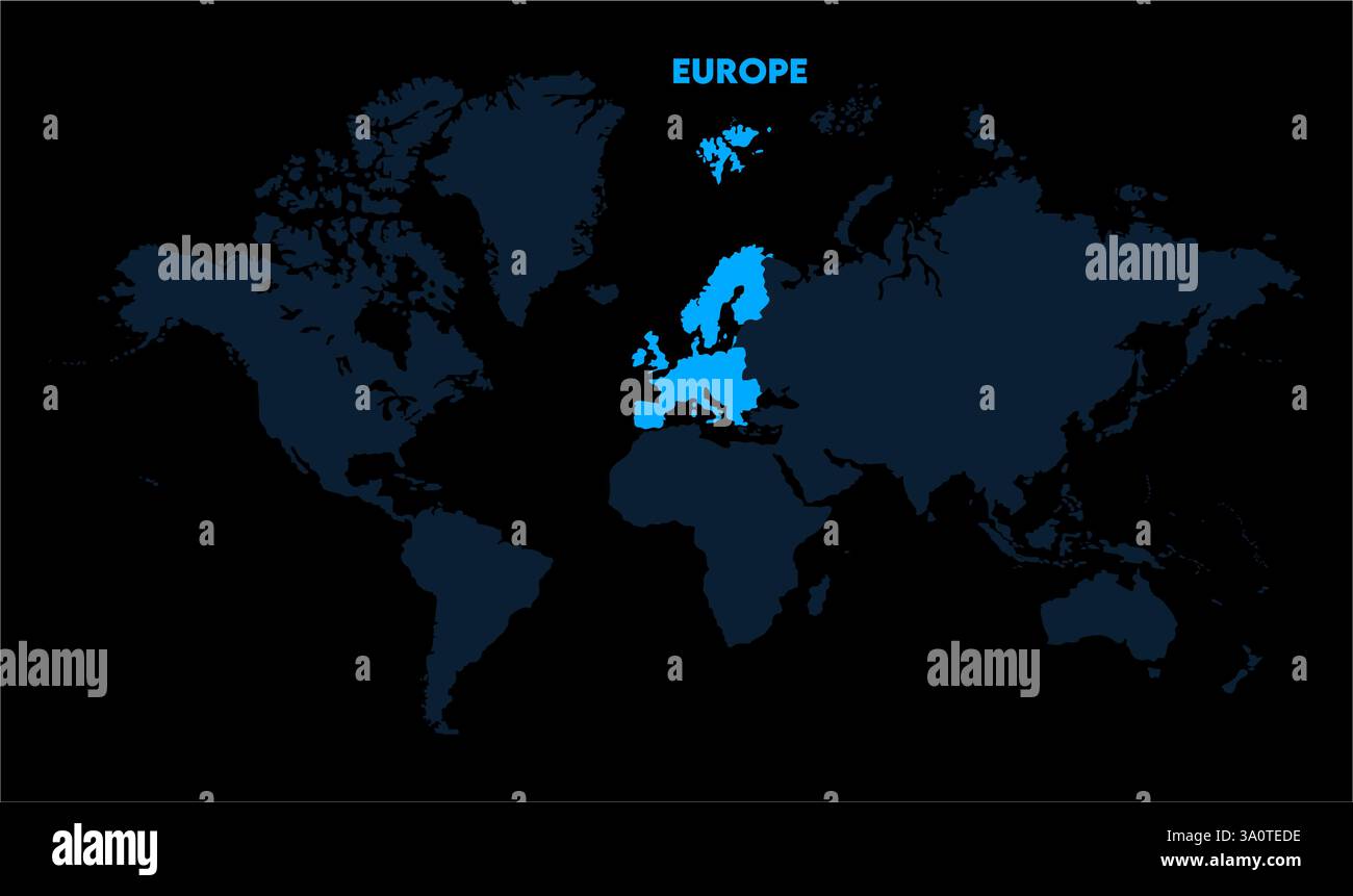 Map of Europe, highlighted on the world map, Europe on the world map ...