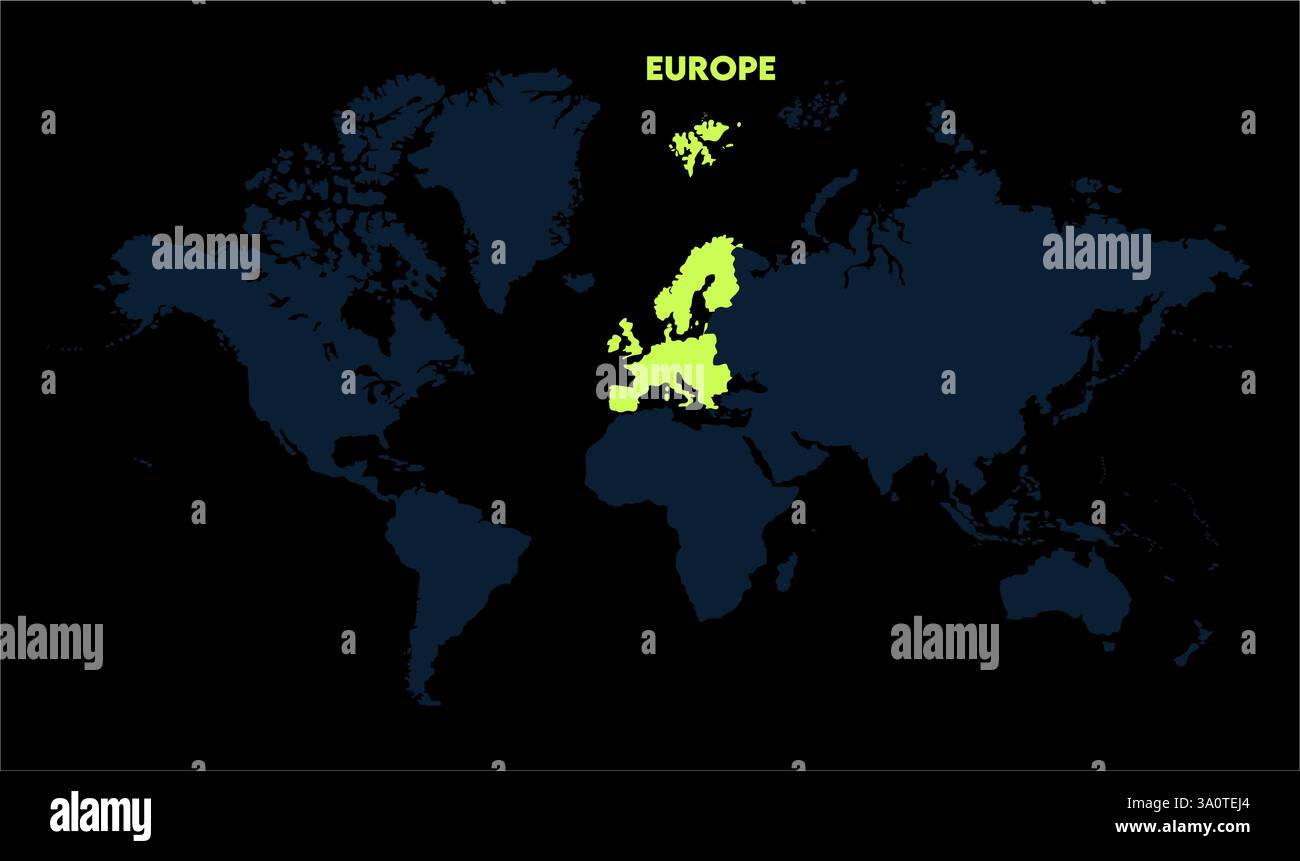 Map of Europe, highlighted on the world map, Europe on the world map ...
