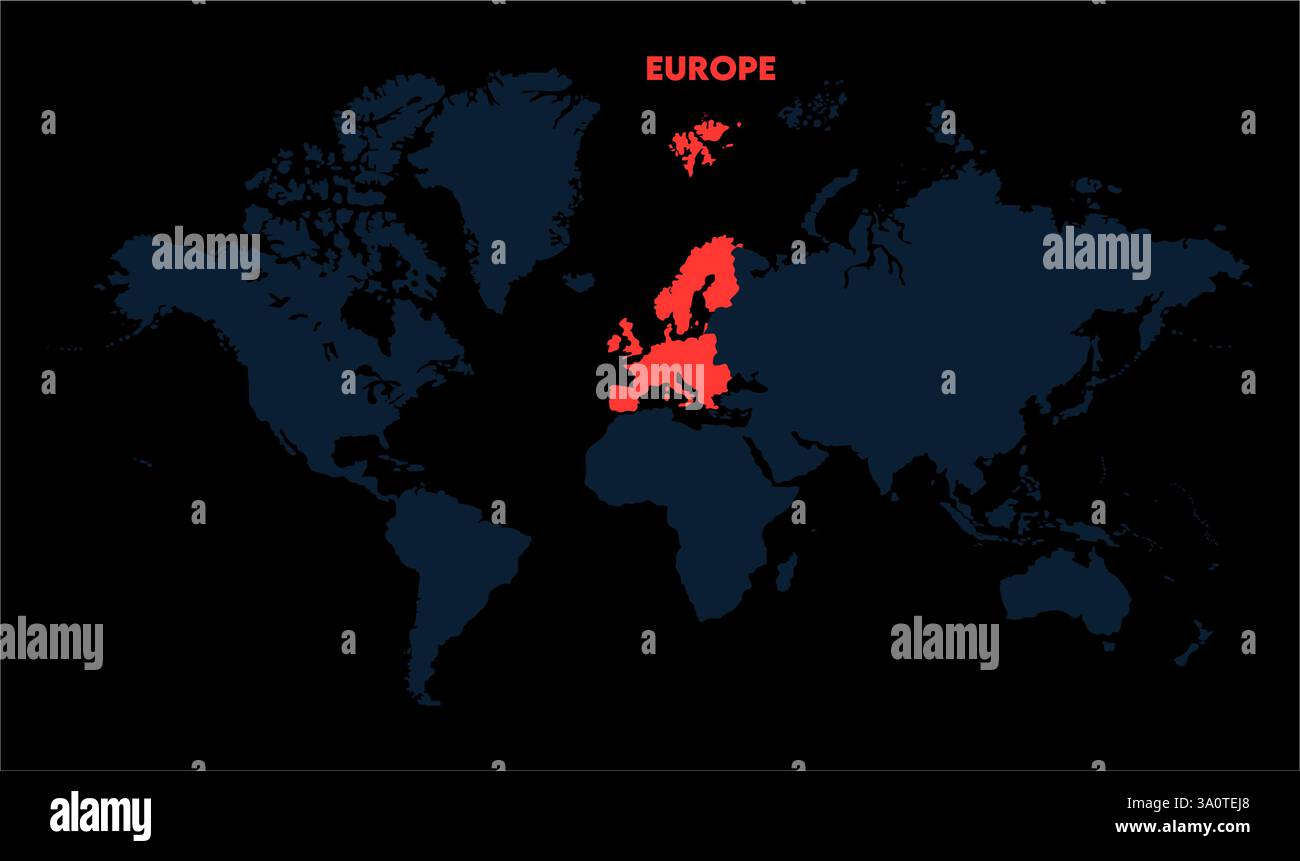 Map of Europe, highlighted on the world map, Europe on the world map ...