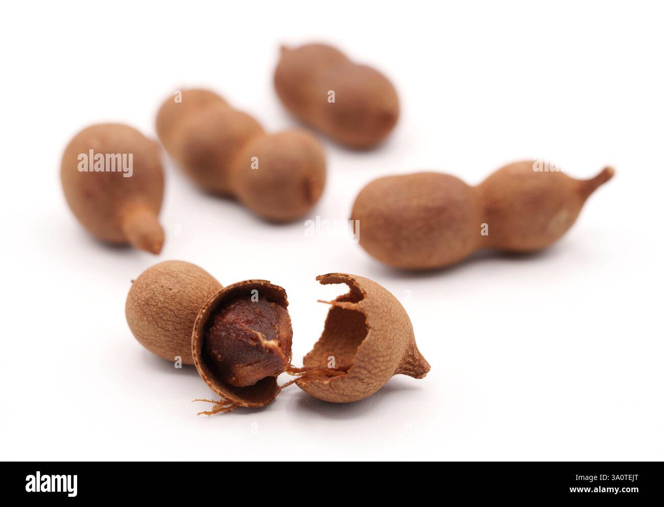 Tamarind tropical fruit cut out isolated on white background Stock ...