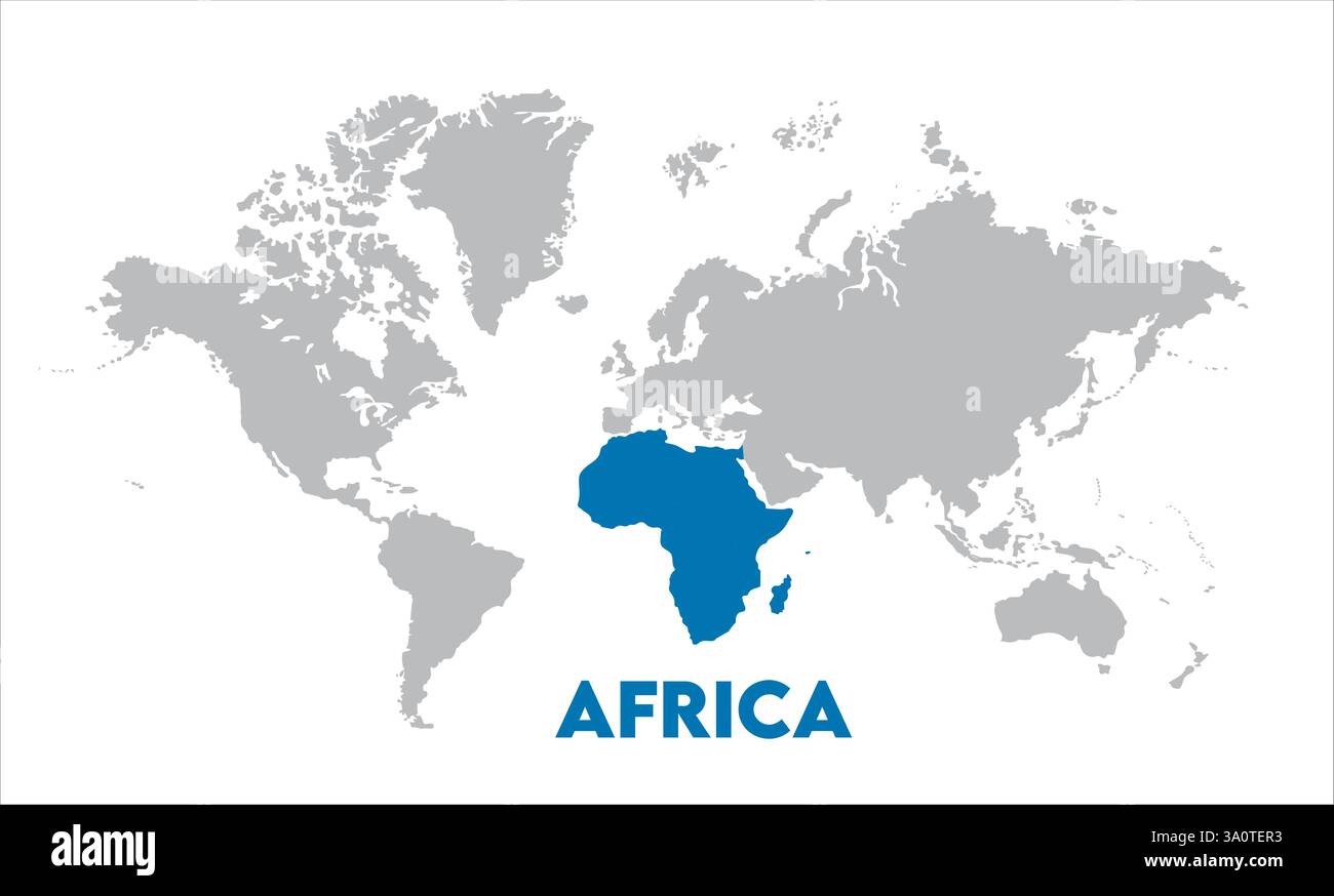 Map of Africa, highlighted on the world map, Africa on the world map, Satellite view, Africa ...