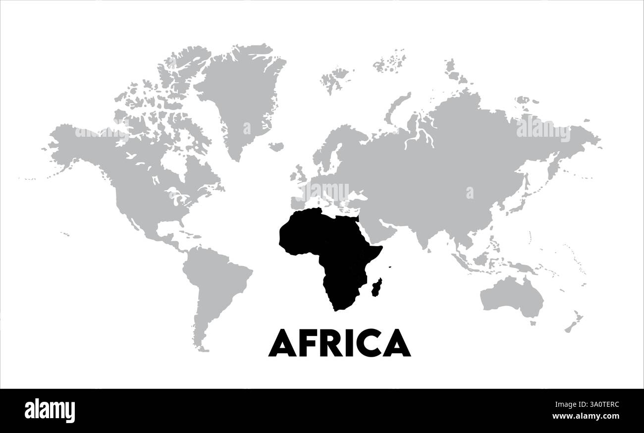 Map of Africa, highlighted on the world map, Africa on the world map ...