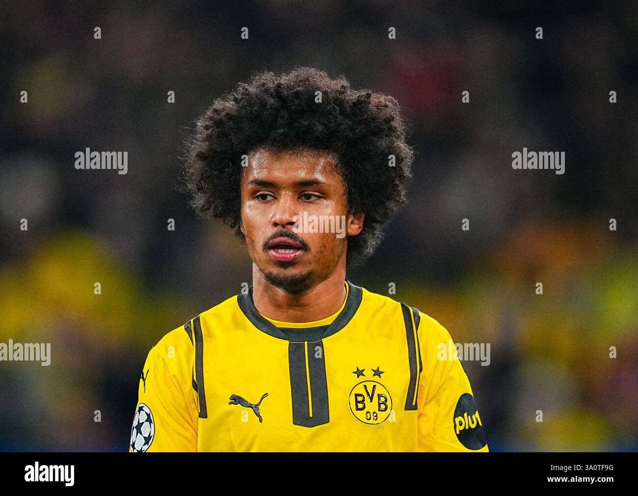 March 04 2025: Karim Adeyemi of Borussia Dortmund looks on during a ...