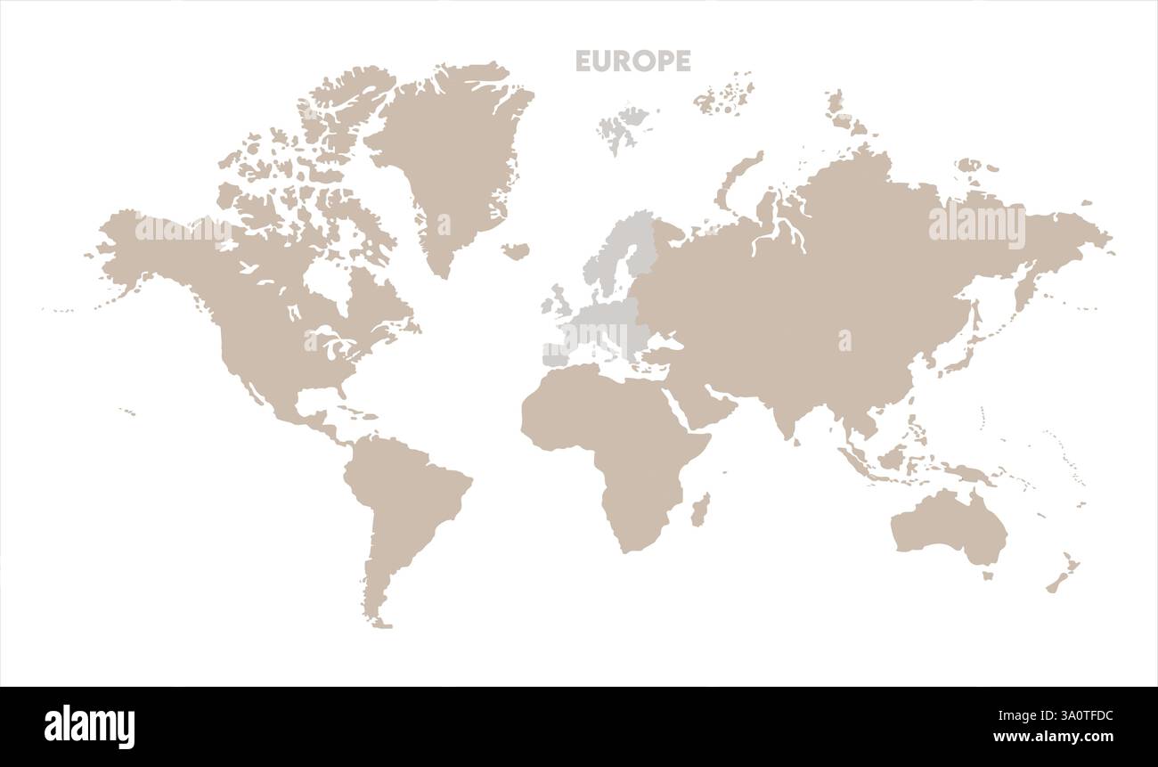 Map of Europe, highlighted on the world map, Europe on the world map ...