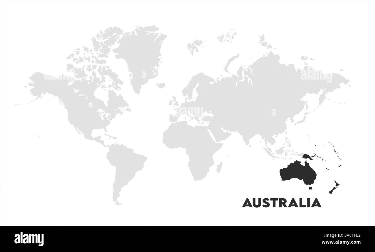 Map of Australia, highlighted on the world map, Australia on the world ...