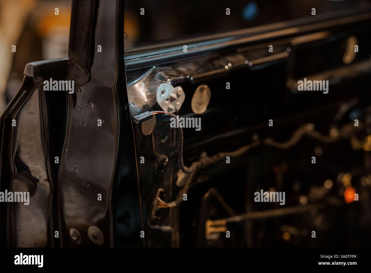 Close-up Detailed View of Car Door Interior Panel Featuring Mechanical ...