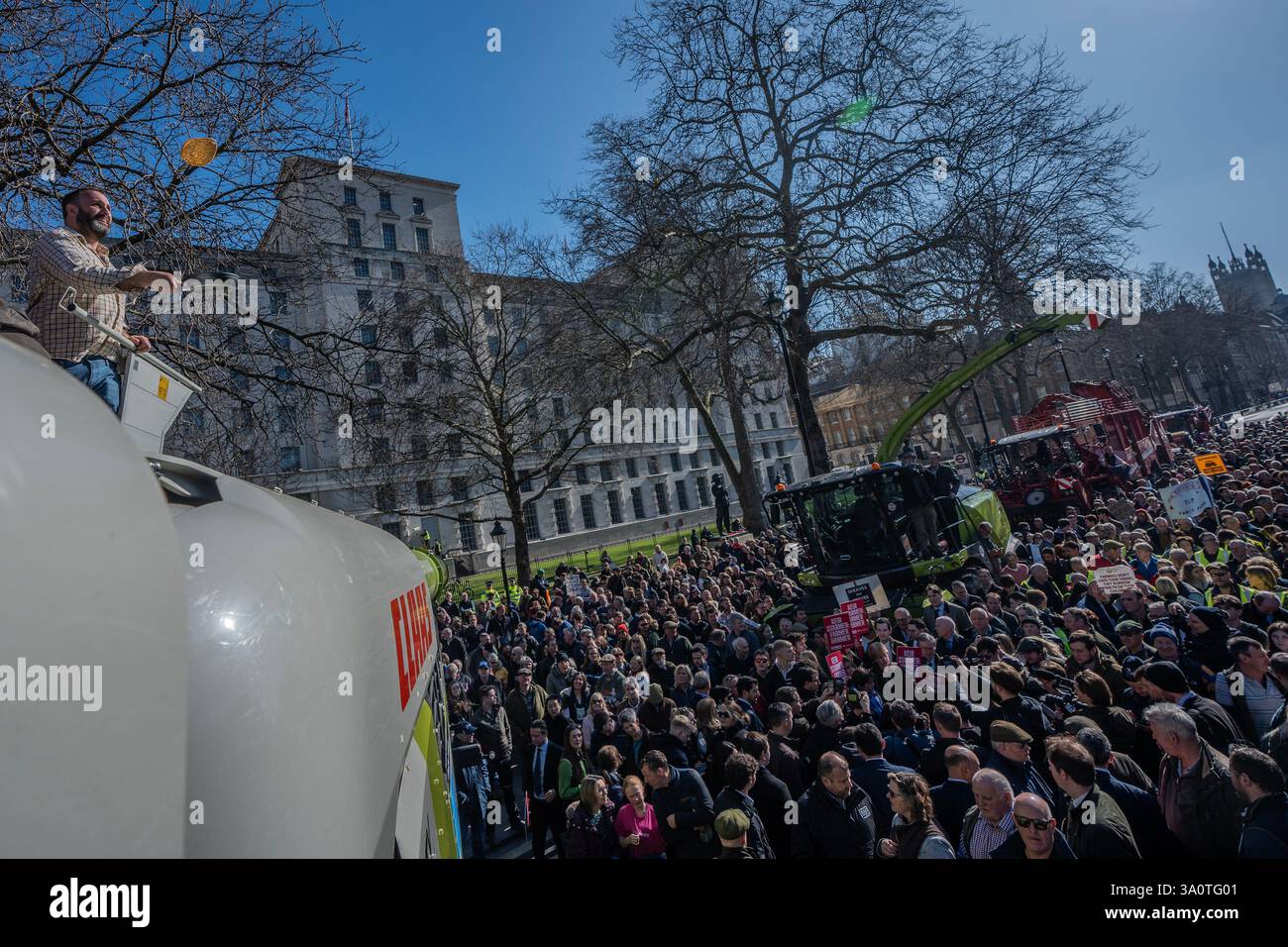 Protesters gather during the demonstration. Farmers marched through ...