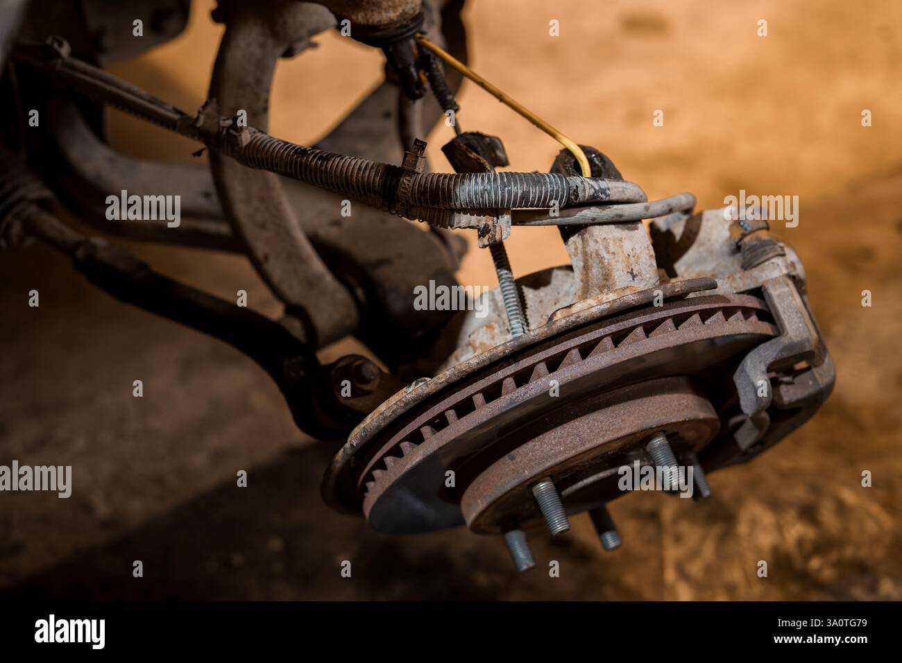 Car Brake Assembly and Suspension Components in Detail Stock Photo - Alamy