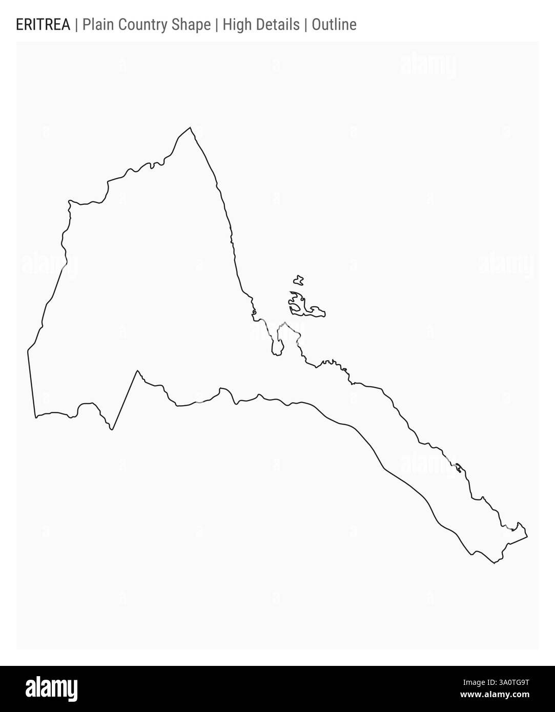 Eritrea plain country map. High details. Outline style. Shape of ...