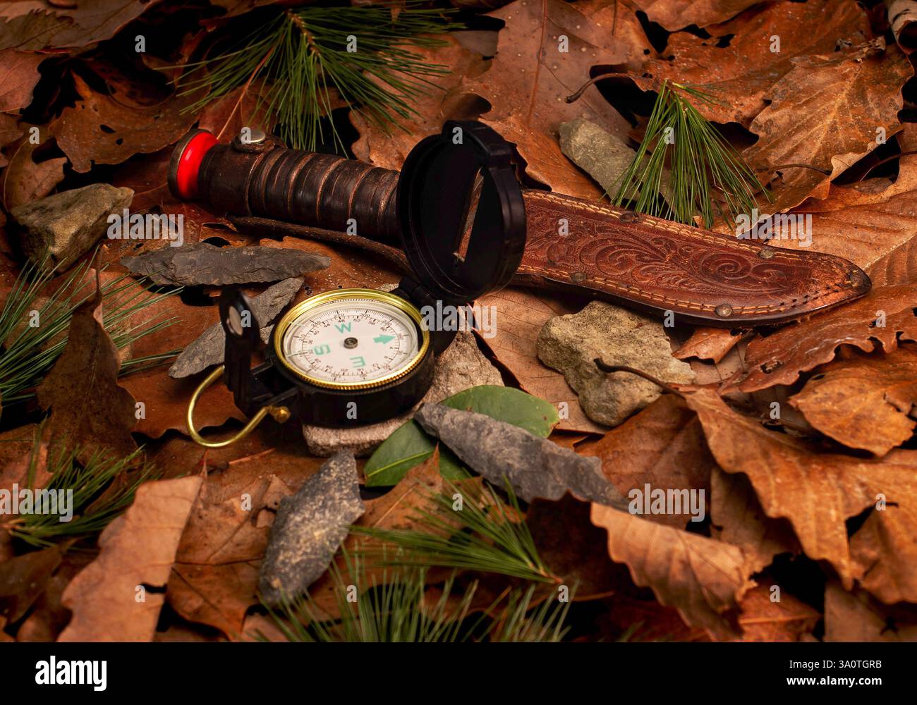 Compass survival knife on hi-res stock photography and images - Alamy