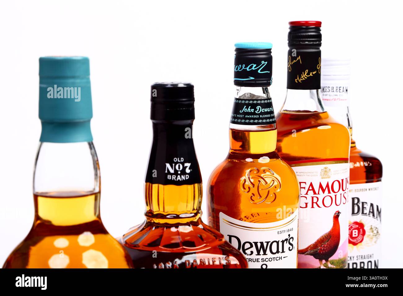 Variety of blended and single malt bottles of whisky and whiskies Stock ...
